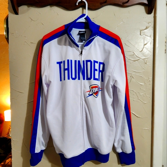 NBA | Jackets & Coats | Nba White Blue Okc Thunder Jacket Coat Like New ...